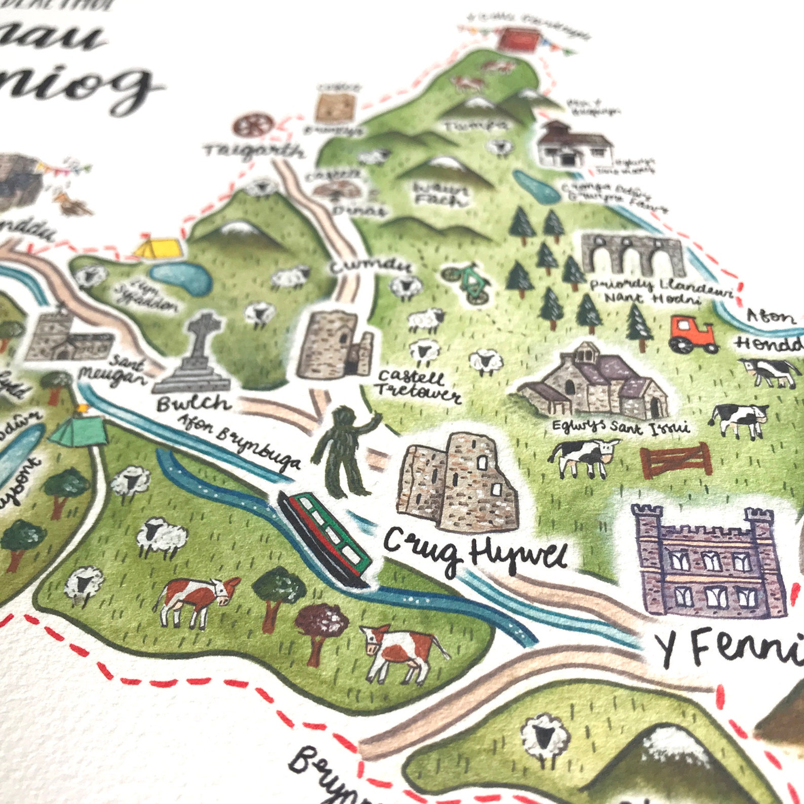 Welsh Brecon Beacons Map Bannau Brycheiniog Map Print | Etsy