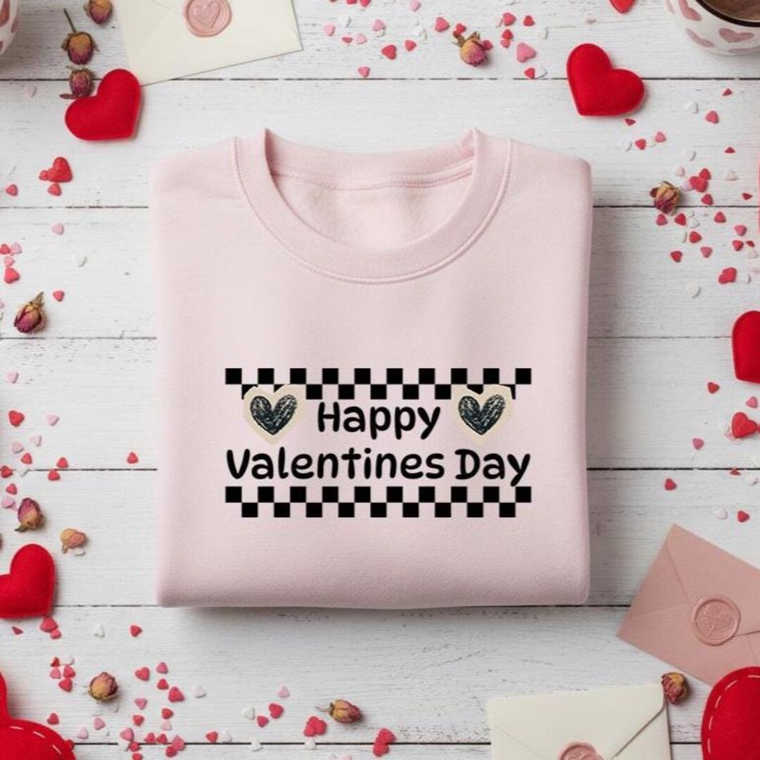 Black Checkered Happy Valentines Day Png, Retro Black Checkered ...
