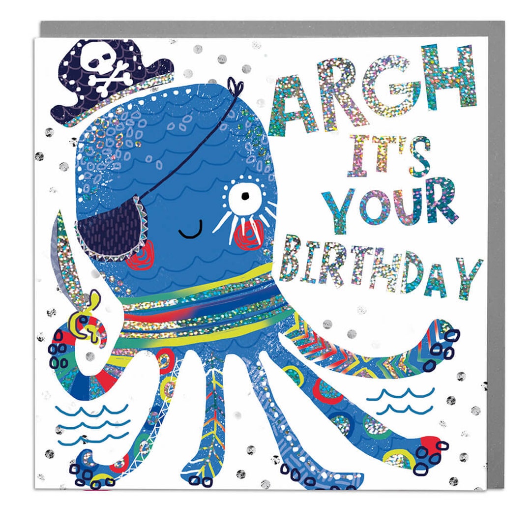 Happy Birthday Octopus Birthday Kids Card by Lola Design - Etsy