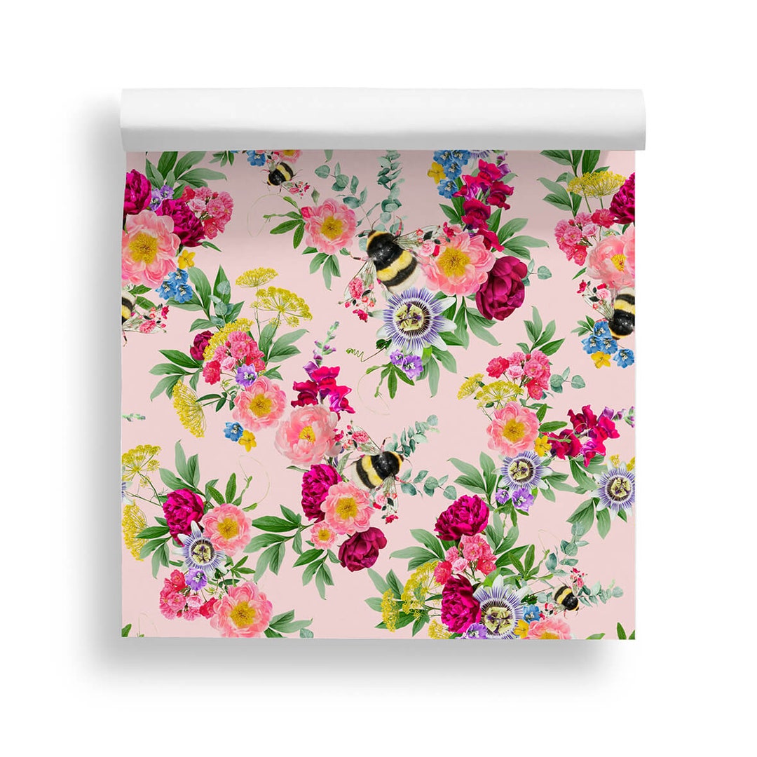 Mixed Bee Slighty Pink Wallpaper - Etsy