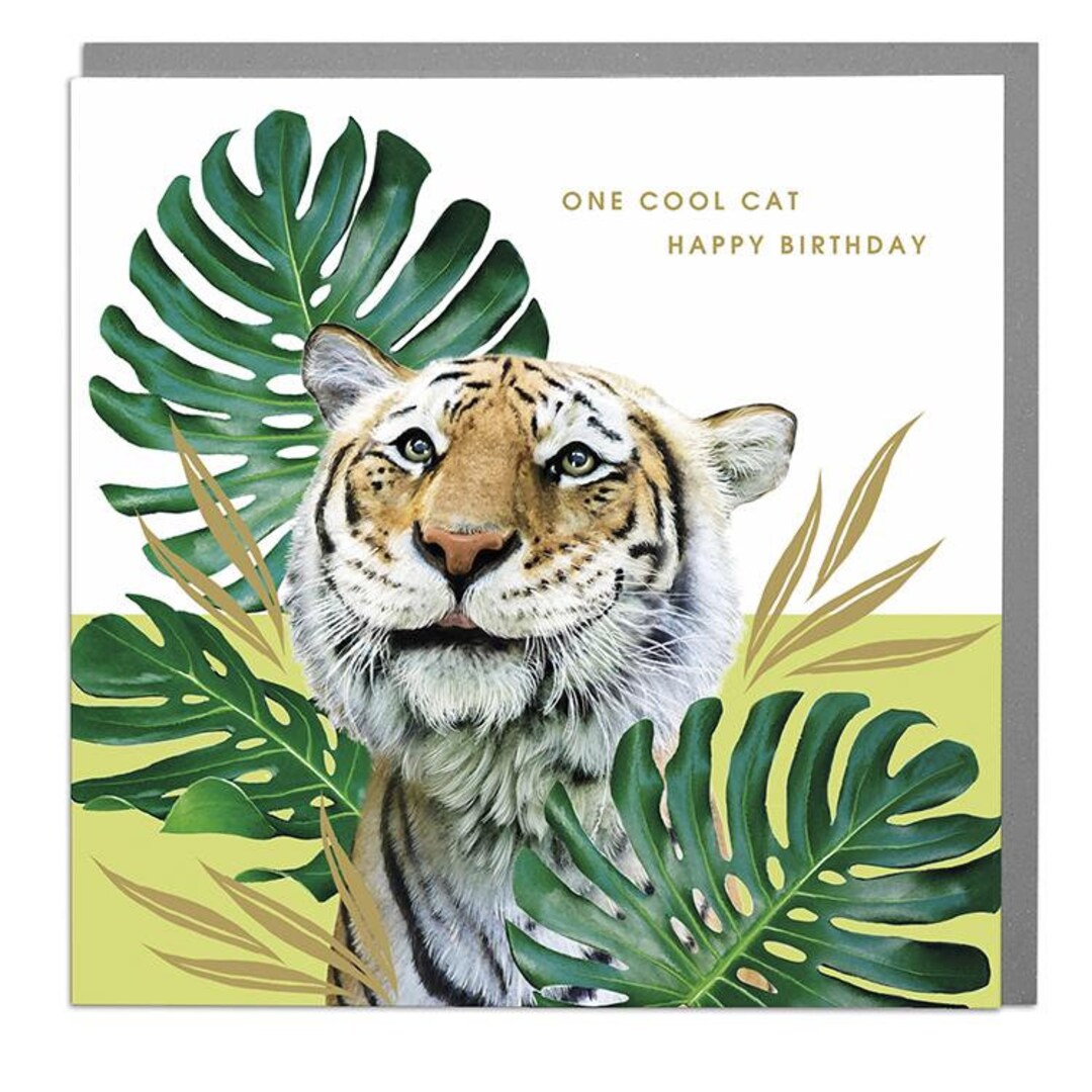 Happy Birthday Tiger One Cool Cat Greeting Card - Etsy