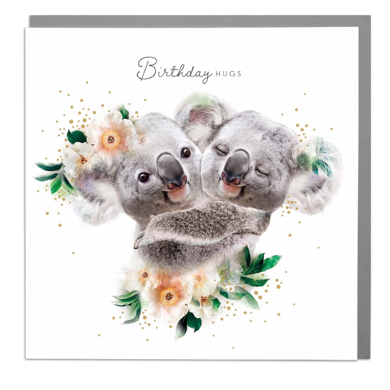 Happy Birthday Cute Koalas Greeting Card by Lola Design - Etsy