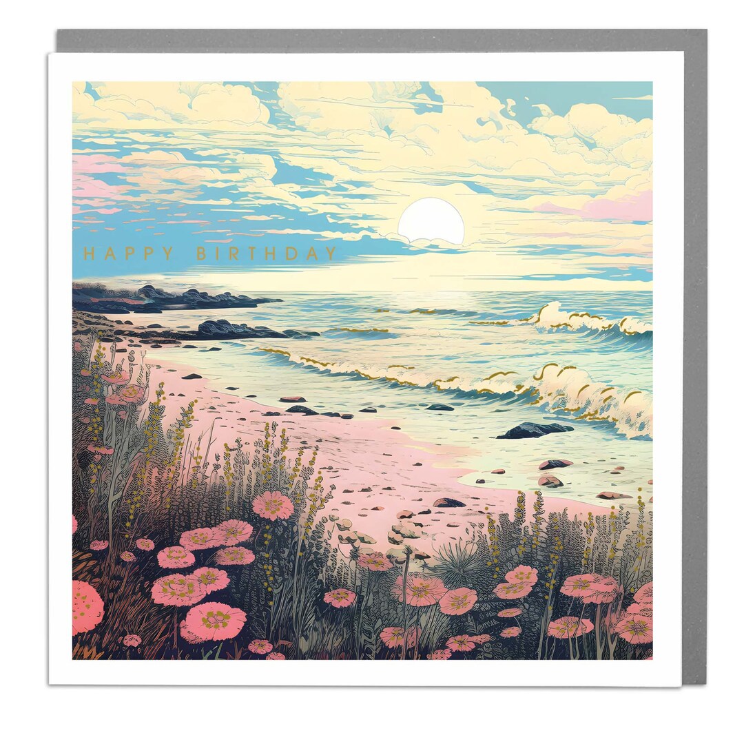 Happy Birthday Beach Card by Lola Design - Etsy