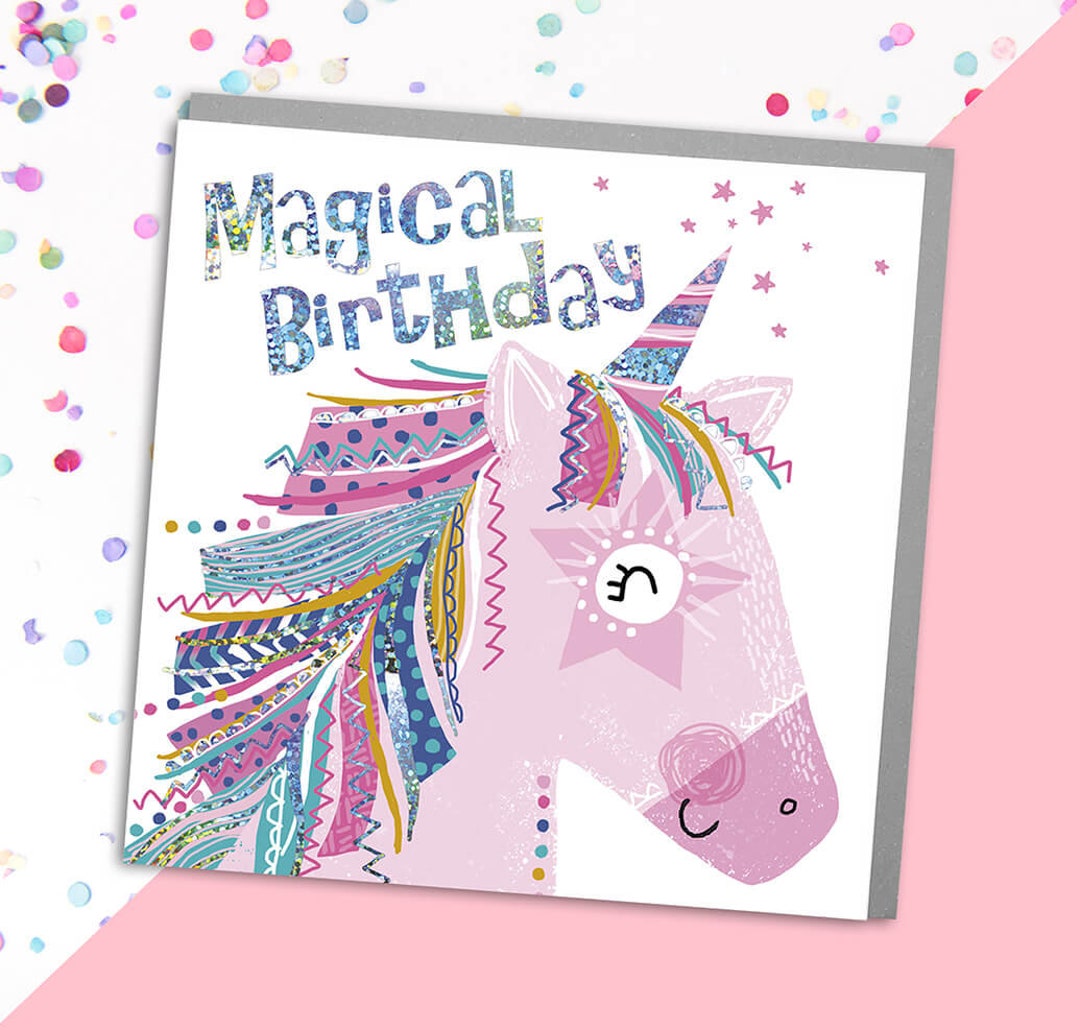 Unicorn Birthday Card - Etsy