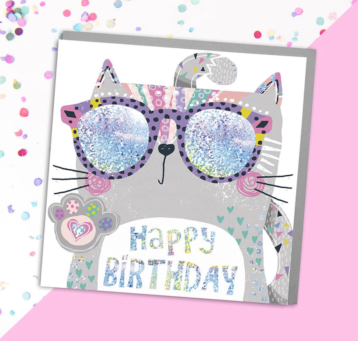 Cat Birthday Card - Girls Birthday Card - Happy Birthday Card - Cards ...