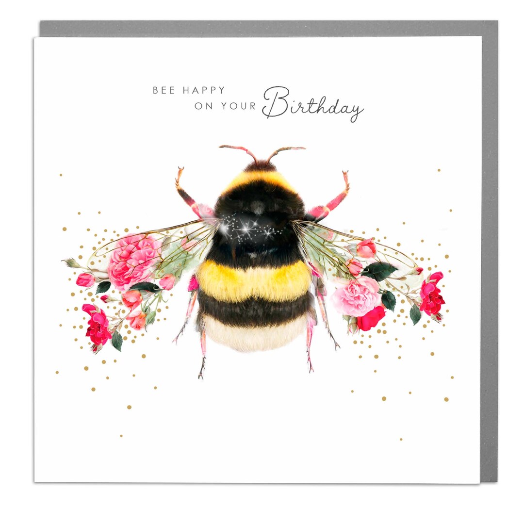 Happy Birthday Bumble Bee Greeting Card by Lola Design - Etsy