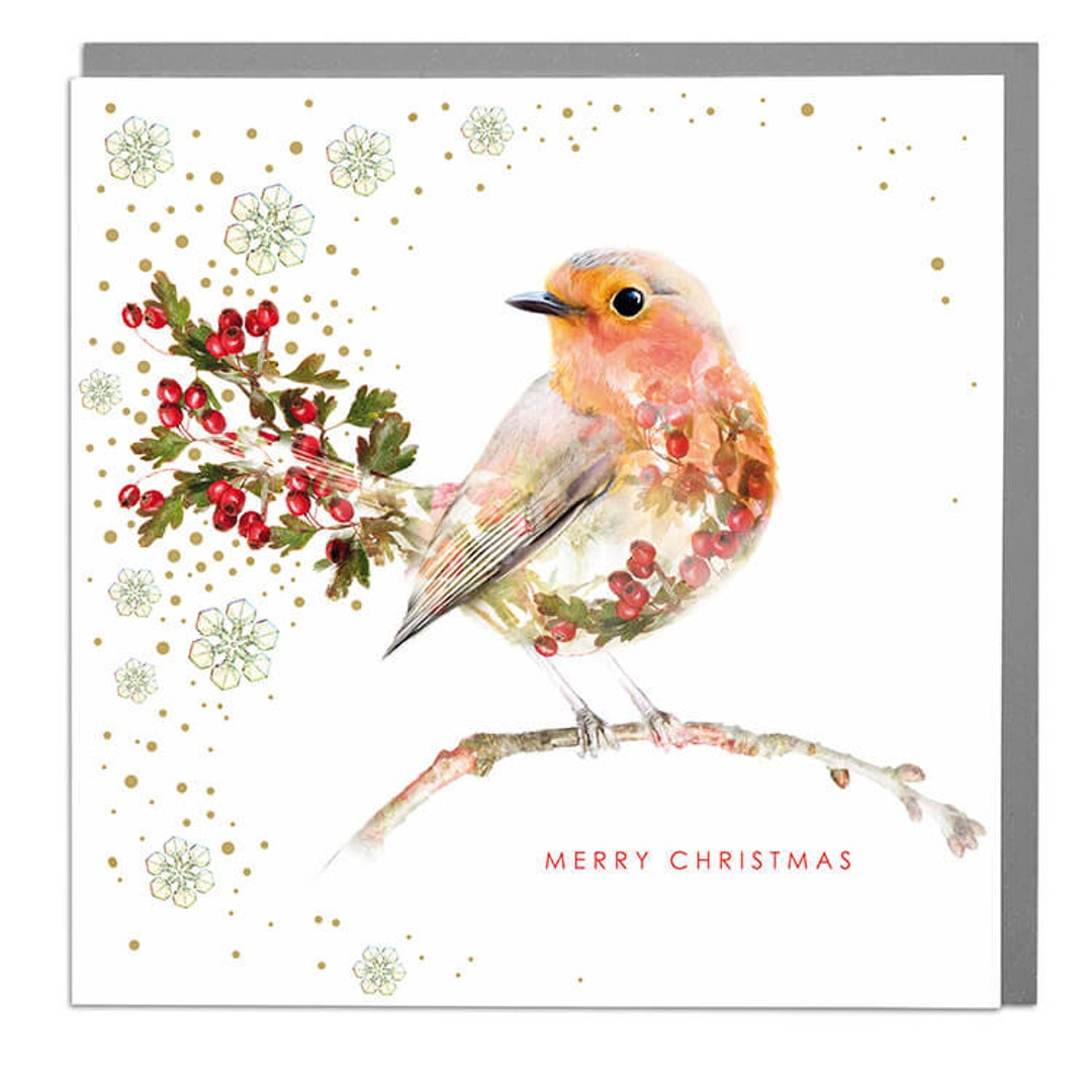 Robin Happy Christmas Holiday Greeting Card - Etsy