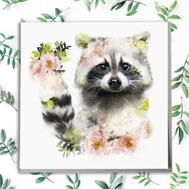 Racoon Card - Etsy