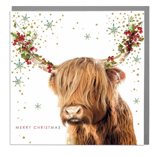 Highland Cow Happy Christmas Holiday Greeting Card - Etsy