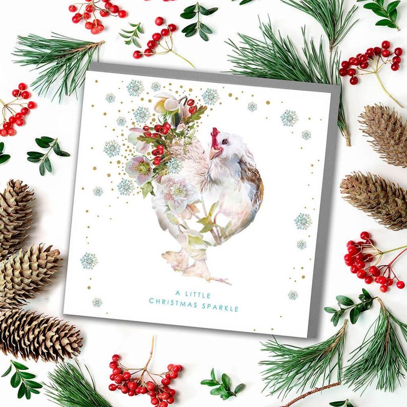 Christmas Sparkle French Hen Card - Etsy