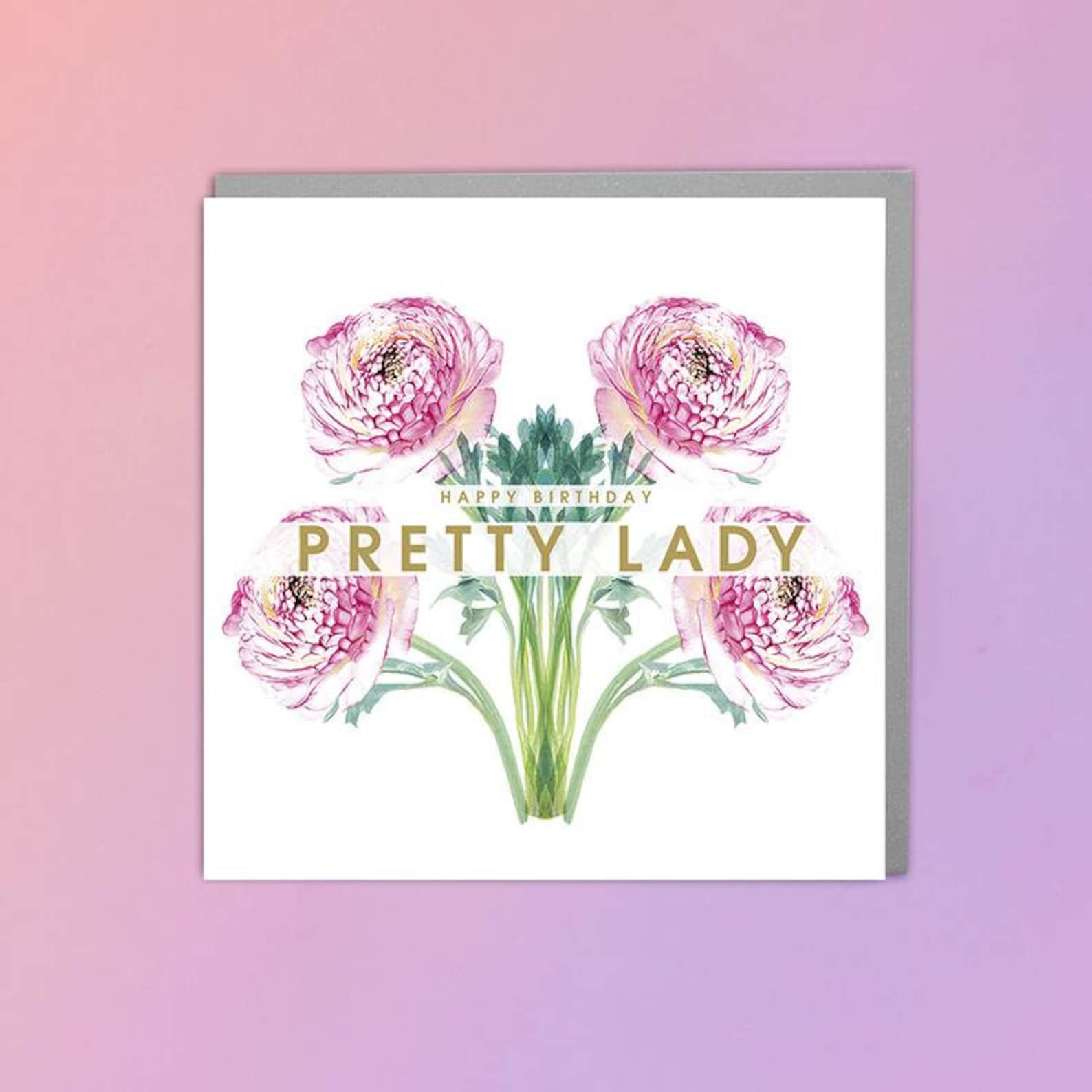 Happy Birthday Pretty Lady Card - Etsy