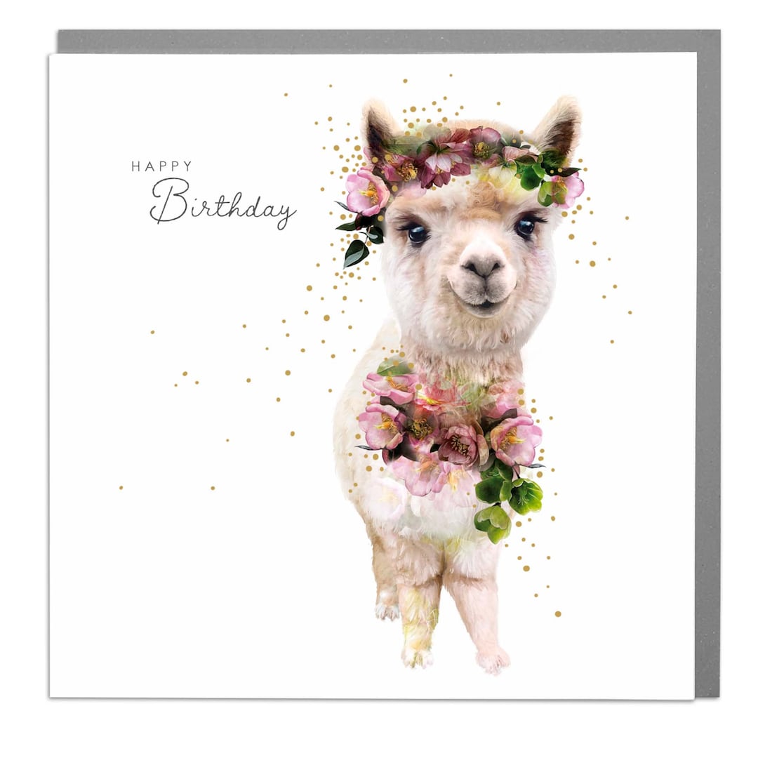 Happy Birthday Cute Alpaca Birthday Card for Her - Etsy