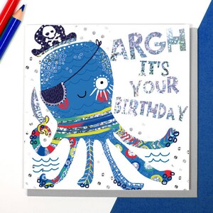 Happy Birthday Octopus Birthday Kids Card by Lola Design - Etsy