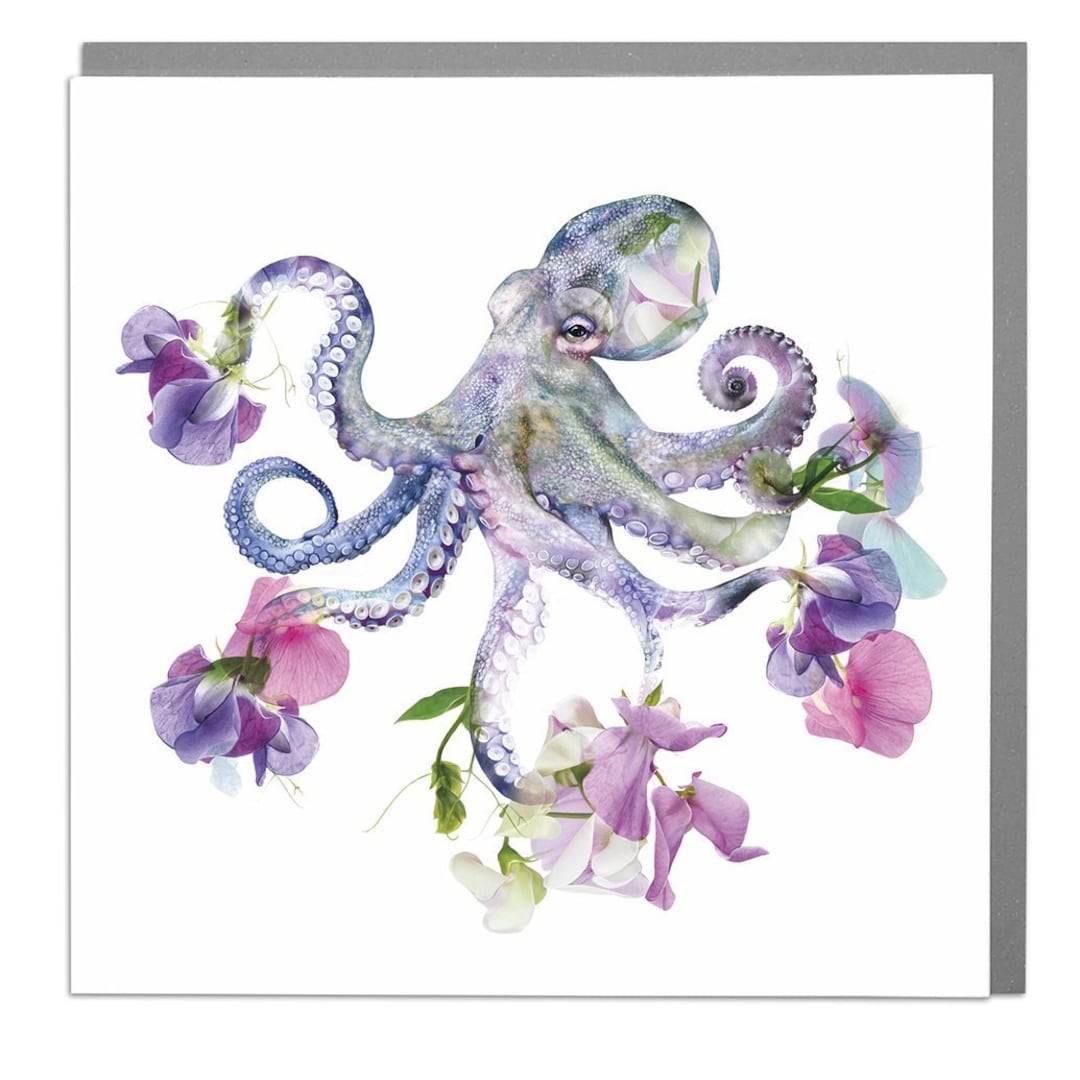 Octopus Blank Greeting Card by Lola Design - Etsy