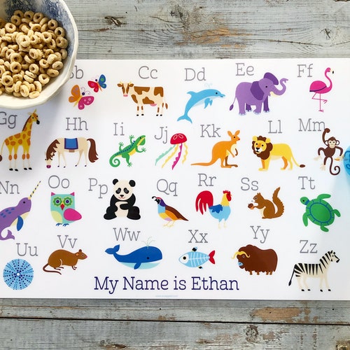 Animal Alphabet Personalized Placemat for Kids - Etsy