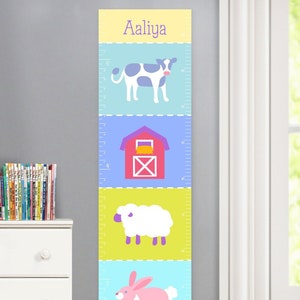 Kids Personalized Barnyard Canvas Growth Chart, Kids Bedroom Decor ...