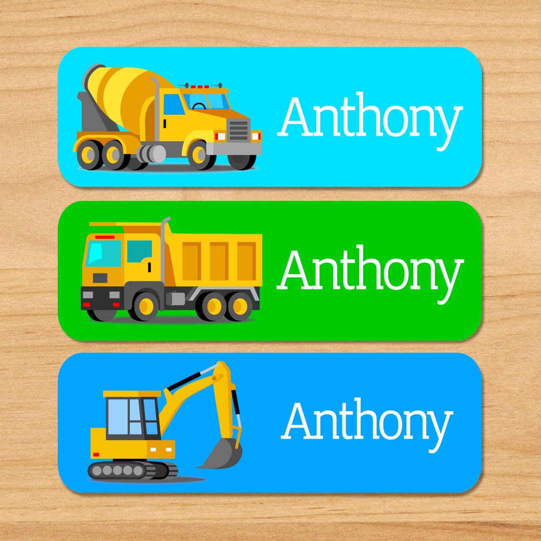 Construction Vehicle Name Labels: Waterproof Truck Labels - Etsy