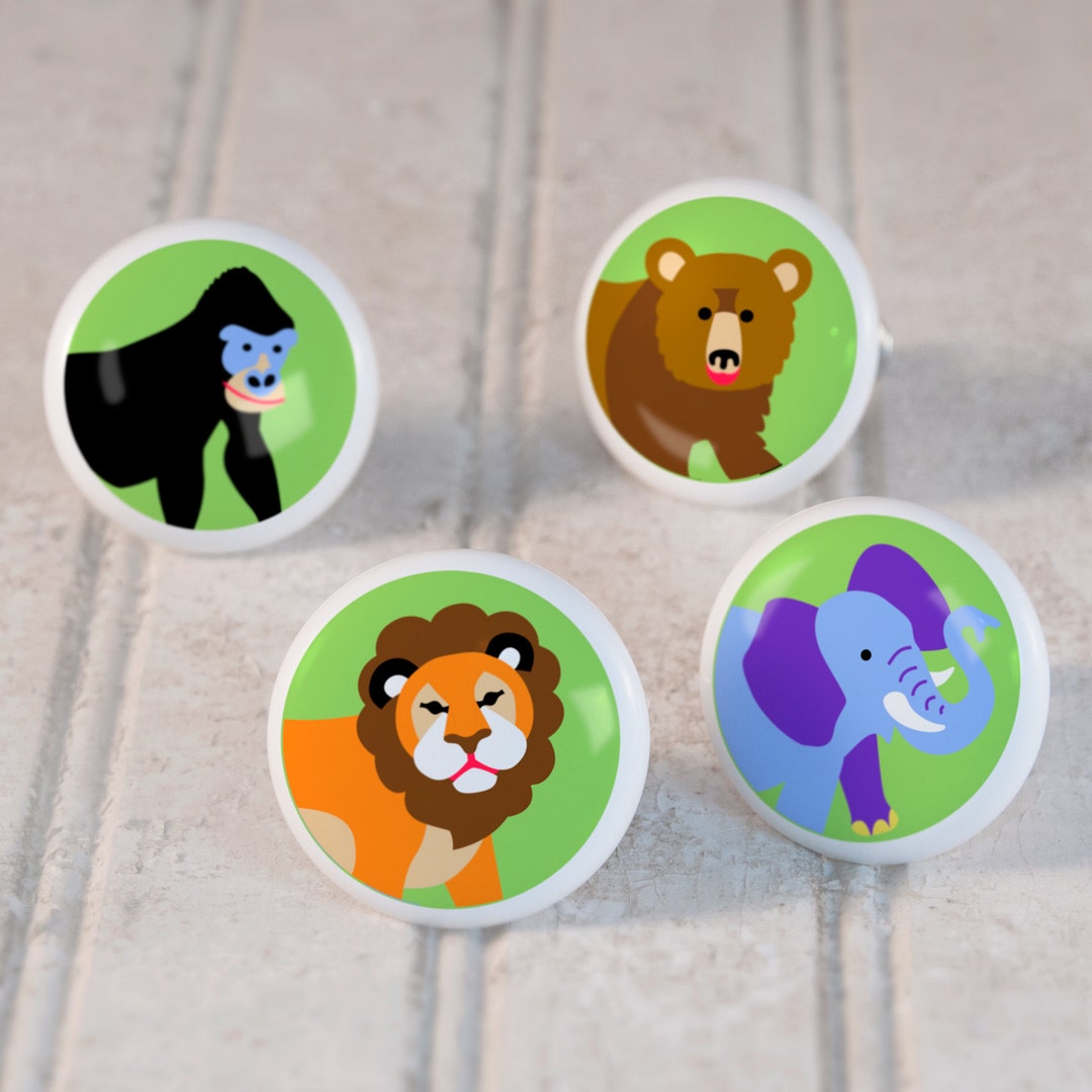 Kid's Wild Animals Drawer Knobs, Ceramic Drawer Knobs, Decorative Knobs ...