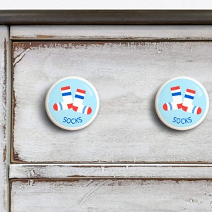 Boys Socks Drawer Knobs, Set of 2 Knobs, Dresserz Kids Drawer Pull ...