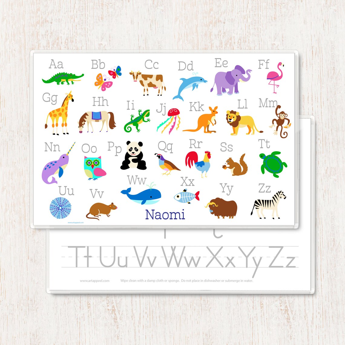 Personalized Animal Alphabet Laminated Placemat, Kids ABC Table Mat - Etsy