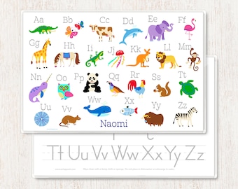 Personalized Kids Animal Alphabet Placemat - Etsy