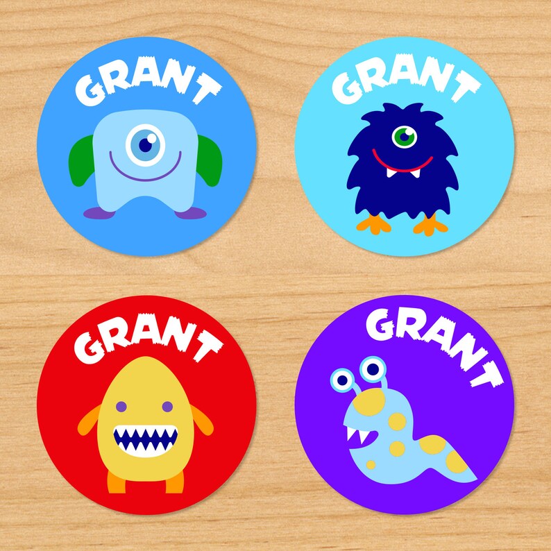 Kids Monsters Waterproof Name Labels, Personalized Monsters Daycare ...