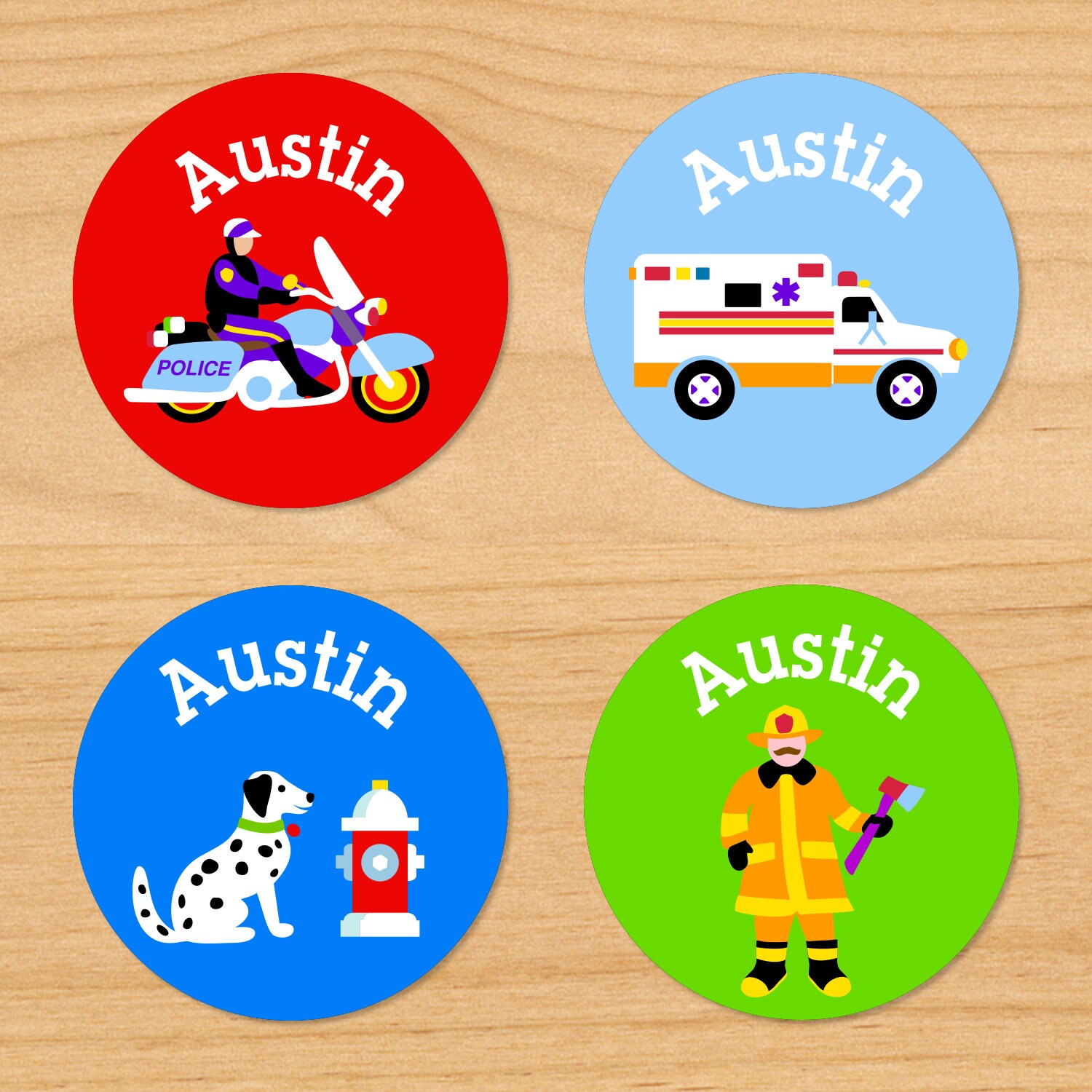 Emergency Vehicle Name Labels, Heroes Waterproof Name Labels, Kids ...