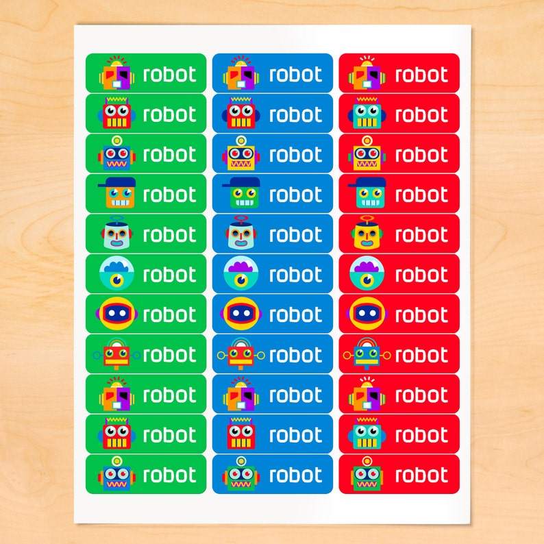 Kids Robots Waterproof Name Labels Personalized Robot Daycare - Etsy