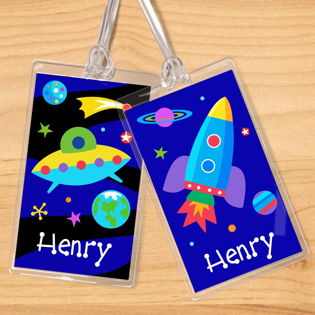 Kid's Personalized Outer Space Name Tags, Out of This World Luggage ...