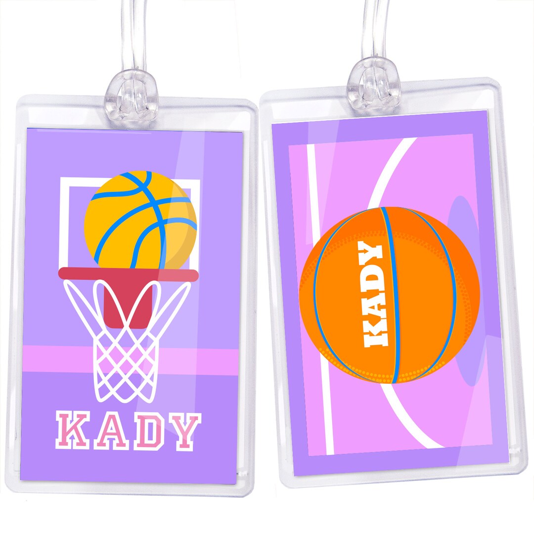 Girl's Personalized Basketball Name Tag Set - Etsy