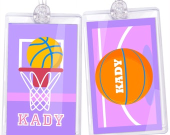 Boy's Personalized Basketball Name Tag Set | Etsy