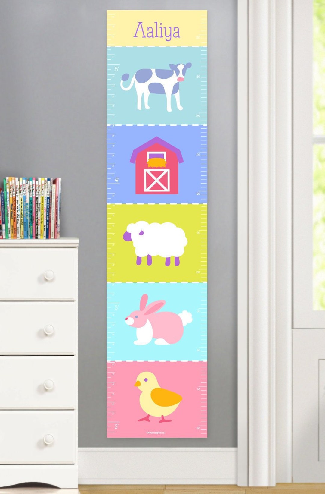 Kids Personalized Barnyard Canvas Growth Chart, Kids Bedroom Decor ...