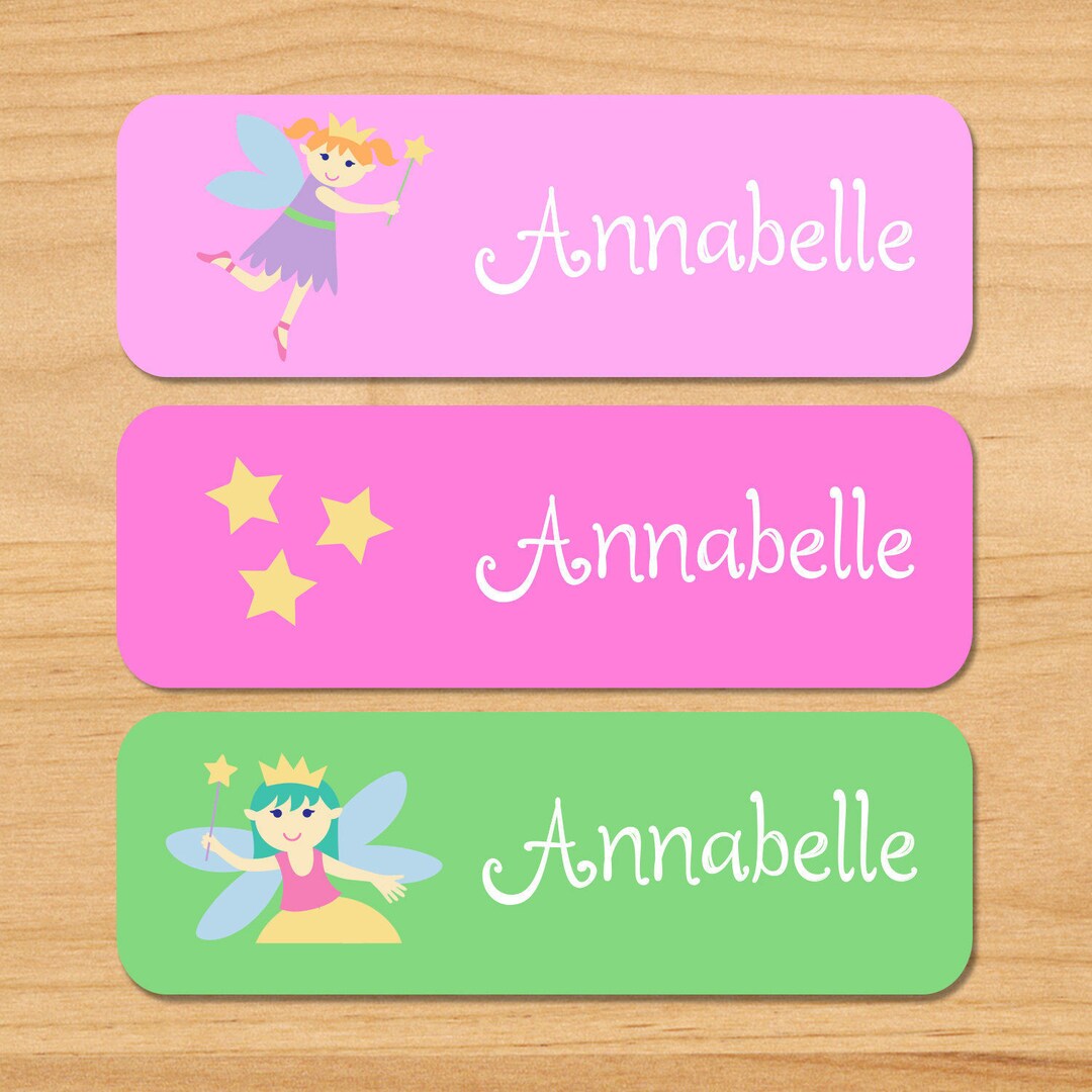 Girls Fairy Princess Waterproof Name Labels, Personalized Fairy Daycare ...