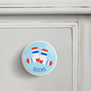 Boys Socks Drawer Knobs, Set of 2 Knobs, Dresserz Kids Drawer Pull ...