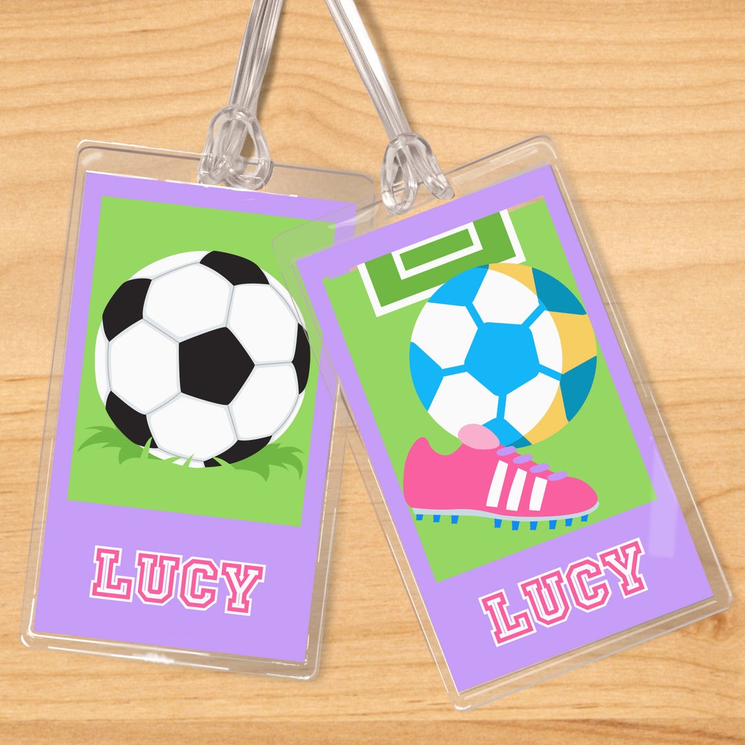 Girls Personalized Soccer Name Tag Set, Kid's Soccer Name Tags, Soccer ...