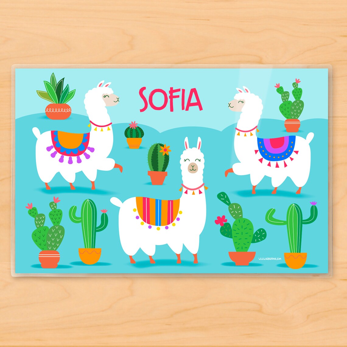 Llamas and Cactus Personalized Placemat Custom Placemat | Etsy