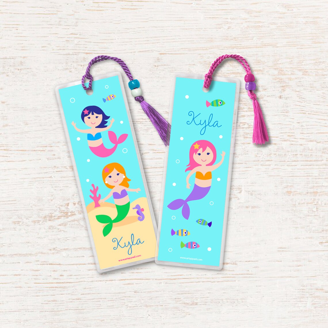 Kid's Personalized Mermaids Bookmarks, Girls Ocean Bookmarks, Bookmark ...
