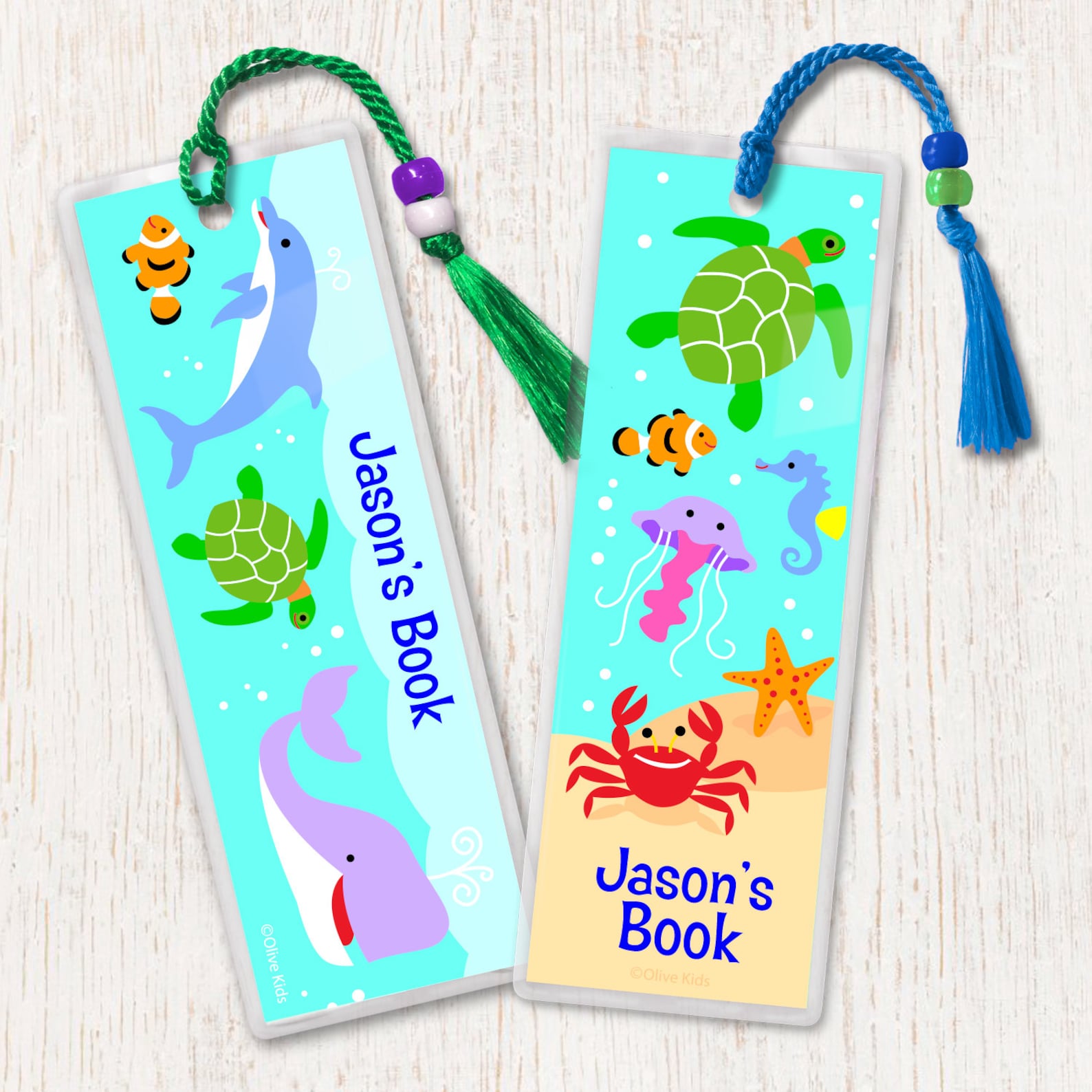 Kid's Personalized Ocean Animals Bookmarks Kid's - Etsy
