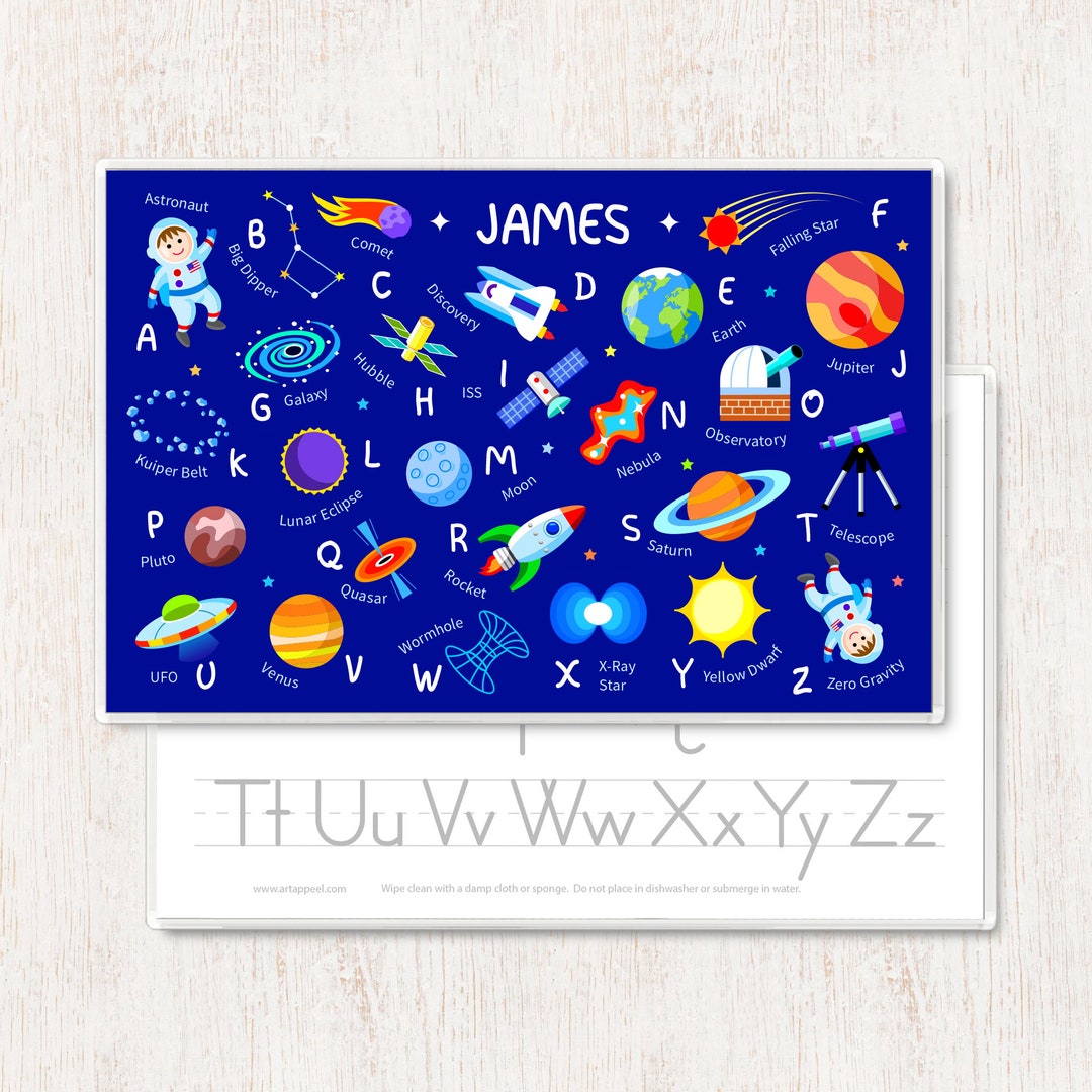 Personalized Outer Space Alphabet Placemat: Rocket Theme, Laminated - Etsy