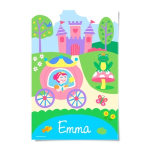 Kids Personalized Princess Art Print, Fairytale Kids Room Art, Magical ...