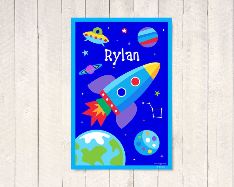 Personalized Outer Space Art Print, Space Kids Room Poster, Custom ...