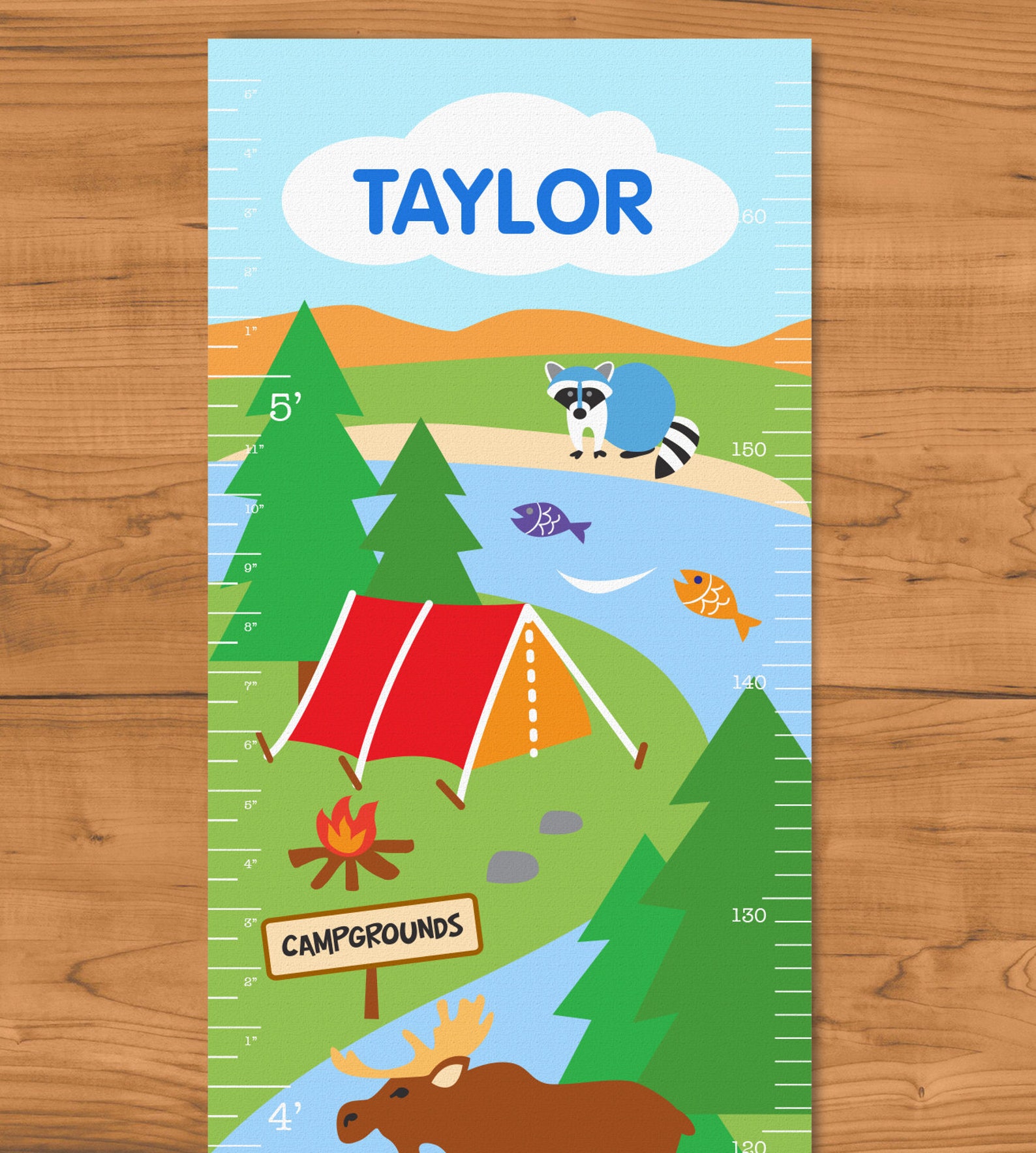 Camping Growth Chart Canvas Growth Chart for Kids Nursery - Etsy