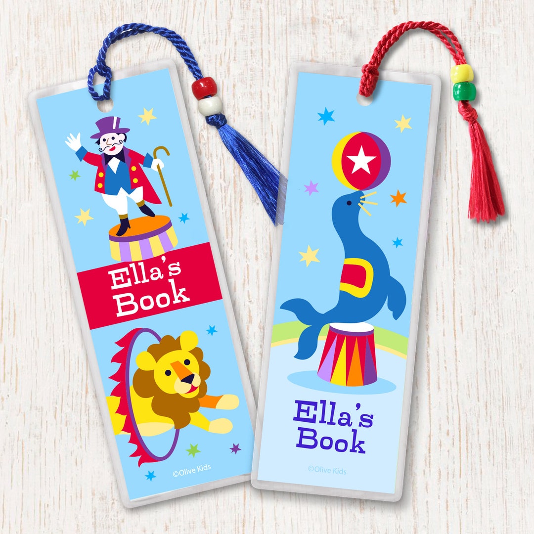 Kid's Personalized Big Top Bookmarks, Kids Circus Bookmarks, Bookmark ...