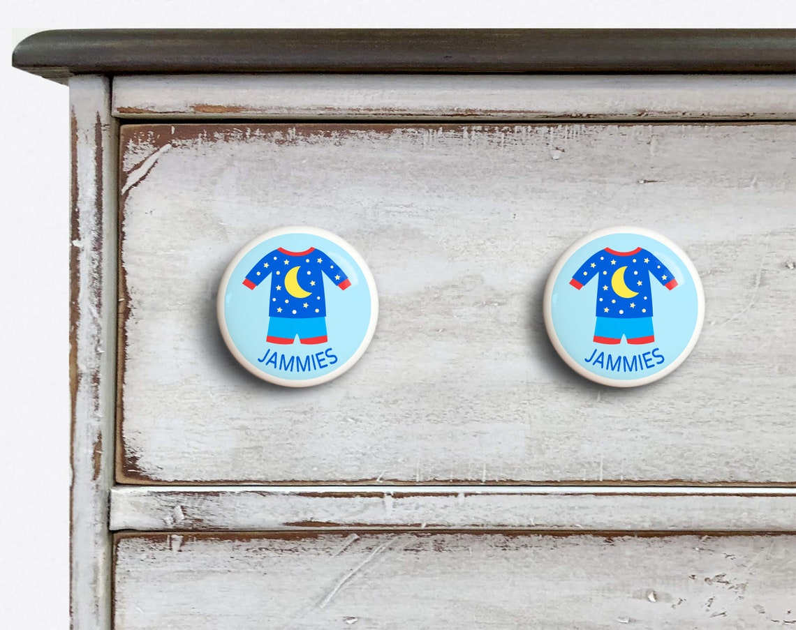 Boys Pajamas Drawer Knobs Set of 2 Knobs Dresserz Kids | Etsy