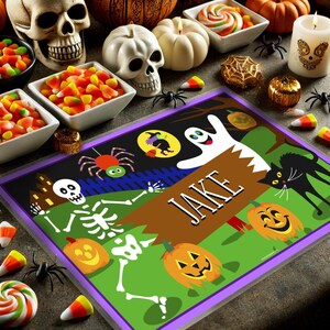 Kids Personalized Halloween Placemat, Ghost Placemat, Pumpkin Placemat ...