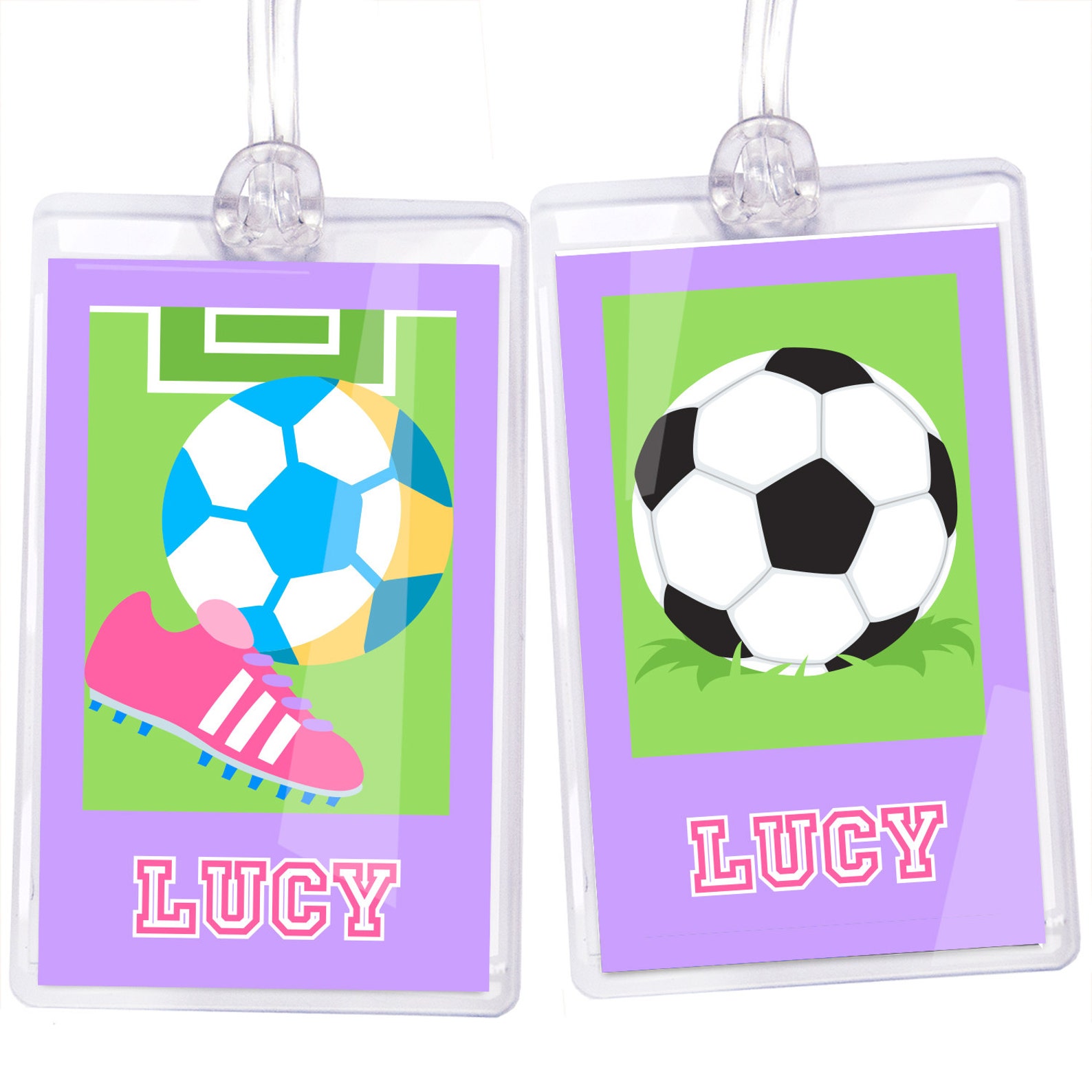 Girls Personalized Soccer Name Tag Set Kid's Soccer Name - Etsy