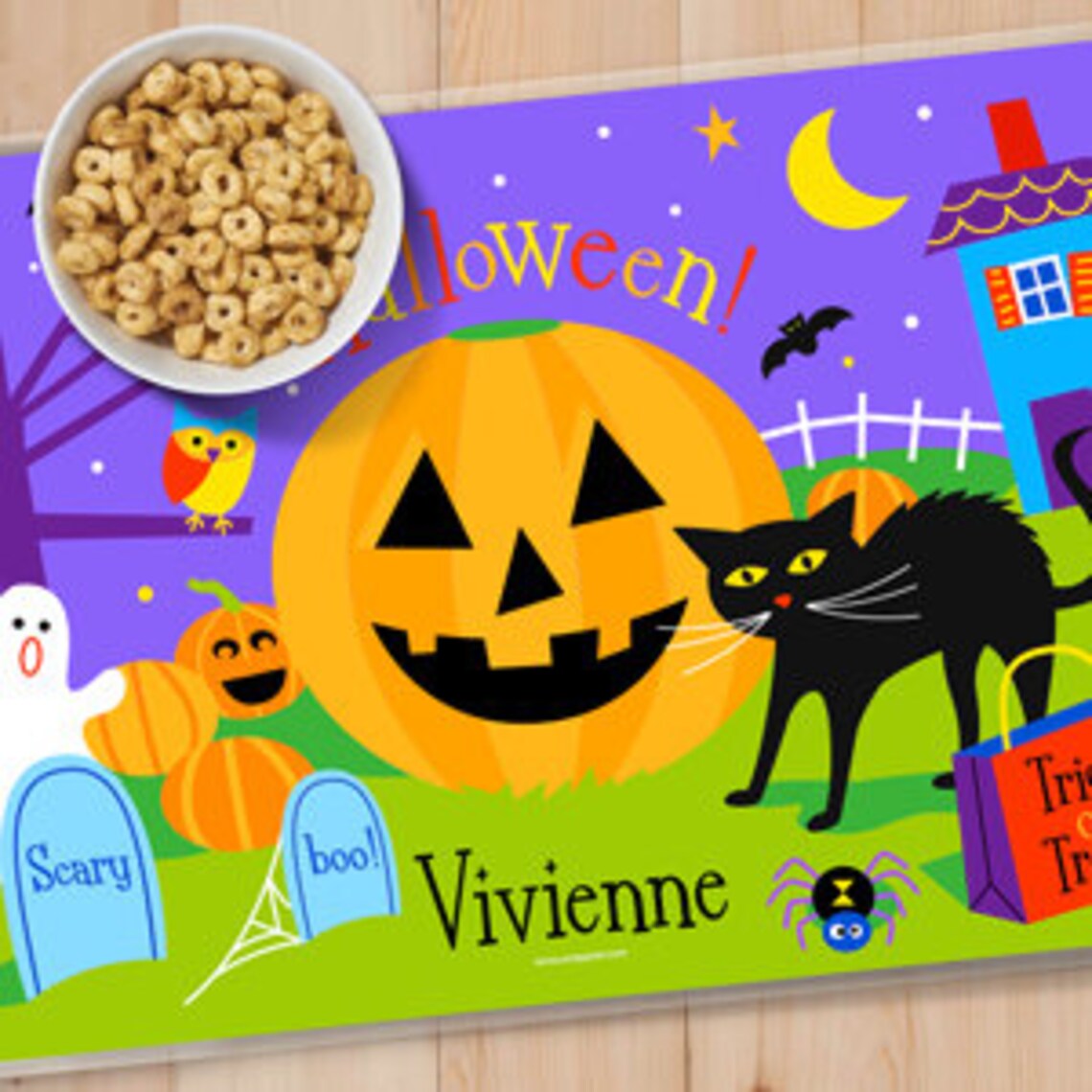 Kids Personalized Halloween Placemat, Pumpkin Placemat, Halloween Table ...
