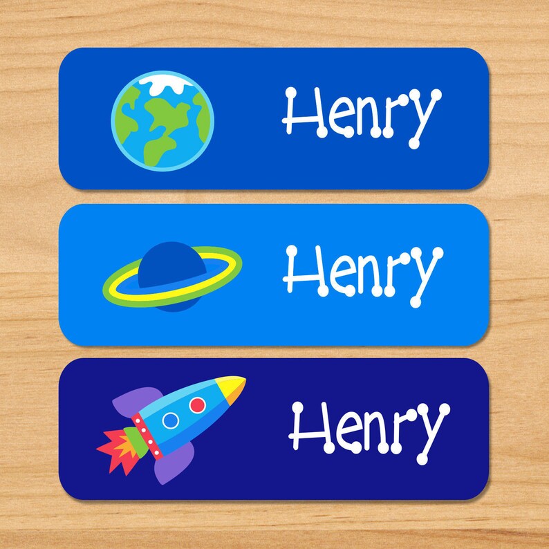 Kids Outer Space Waterproof Name Labels Personalized Space - Etsy