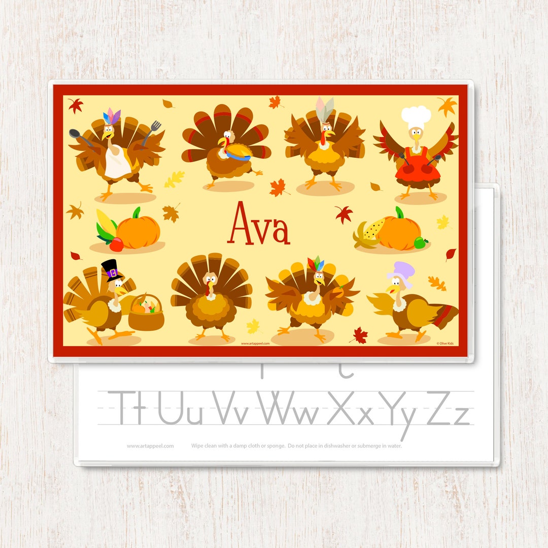 Personalized Turkey Placemat for Kids, Thanksgiving Placemat for Child ...
