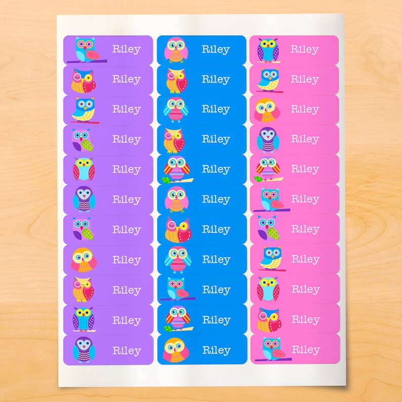 Kids Owls Waterproof Name Labels Personalized Hoot Daycare - Etsy